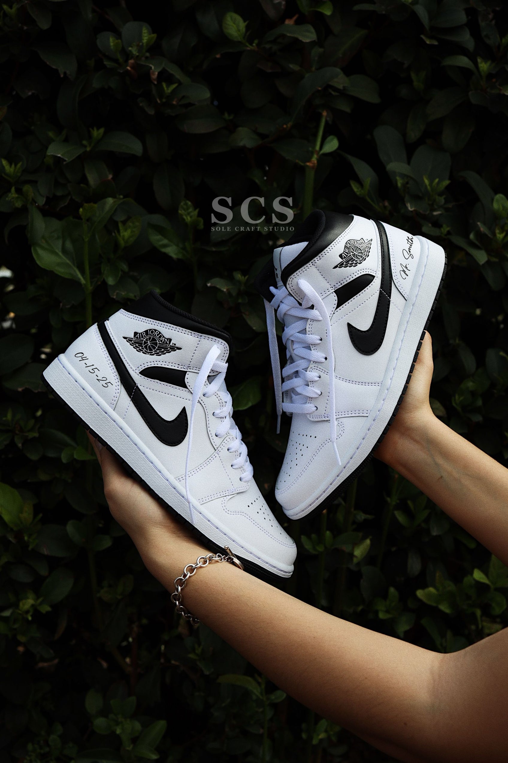 Bride and Groom Jordans | Air Jordan 1 Black Swoosh | solecraftstudio