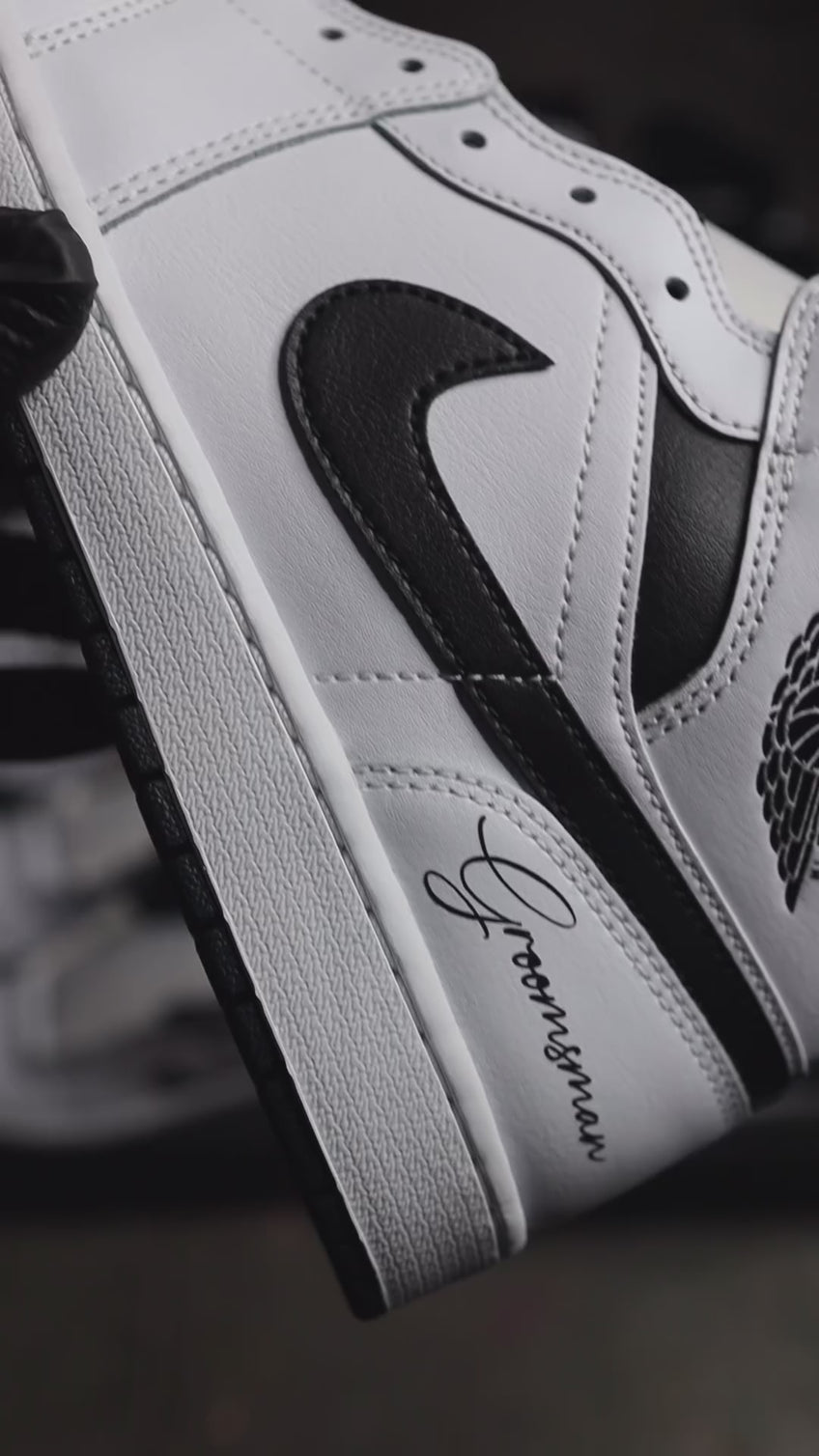 Bride and Groom Jordans | Air Jordan 1 Black Swoosh | solecraftstudio